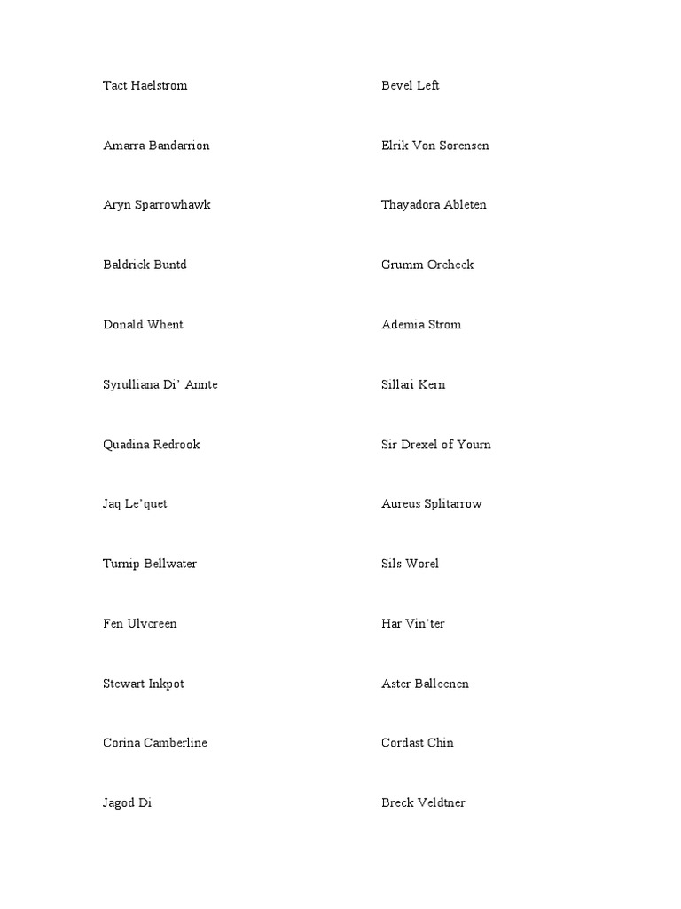 Random NPC Names | PDF