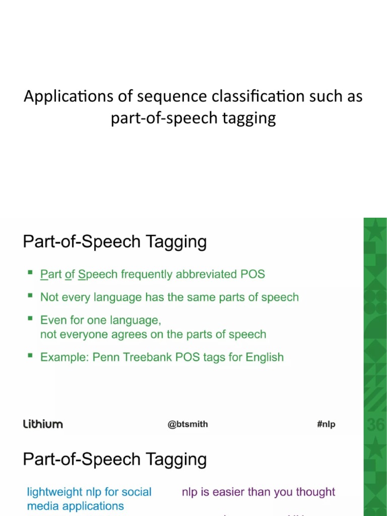 Applications of Sequence Classification Such As Part-Of-speech Tagging | PDF