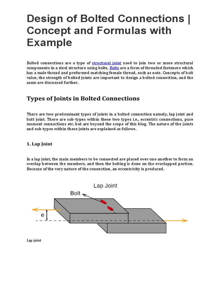 Design of Bolted Connections | PDF | Strength Of Materials | Stress ...