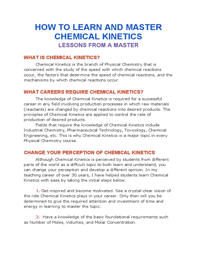 Master Chemical Kinetics Easily | PDF | Science & Mathematics