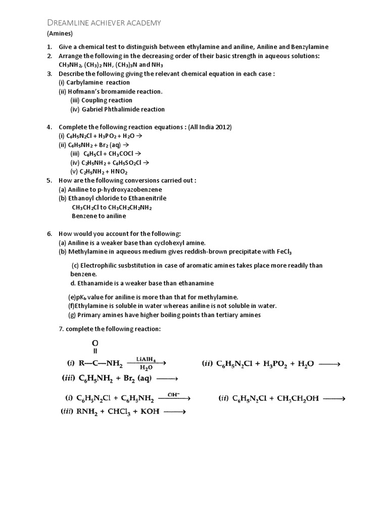 Amines Question Paper | PDF