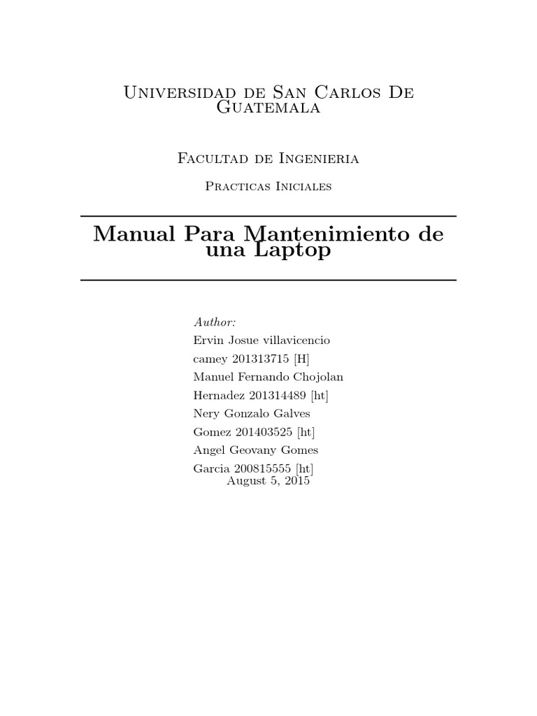 Manual para Mantenimiento de Una Laptop | PDF
