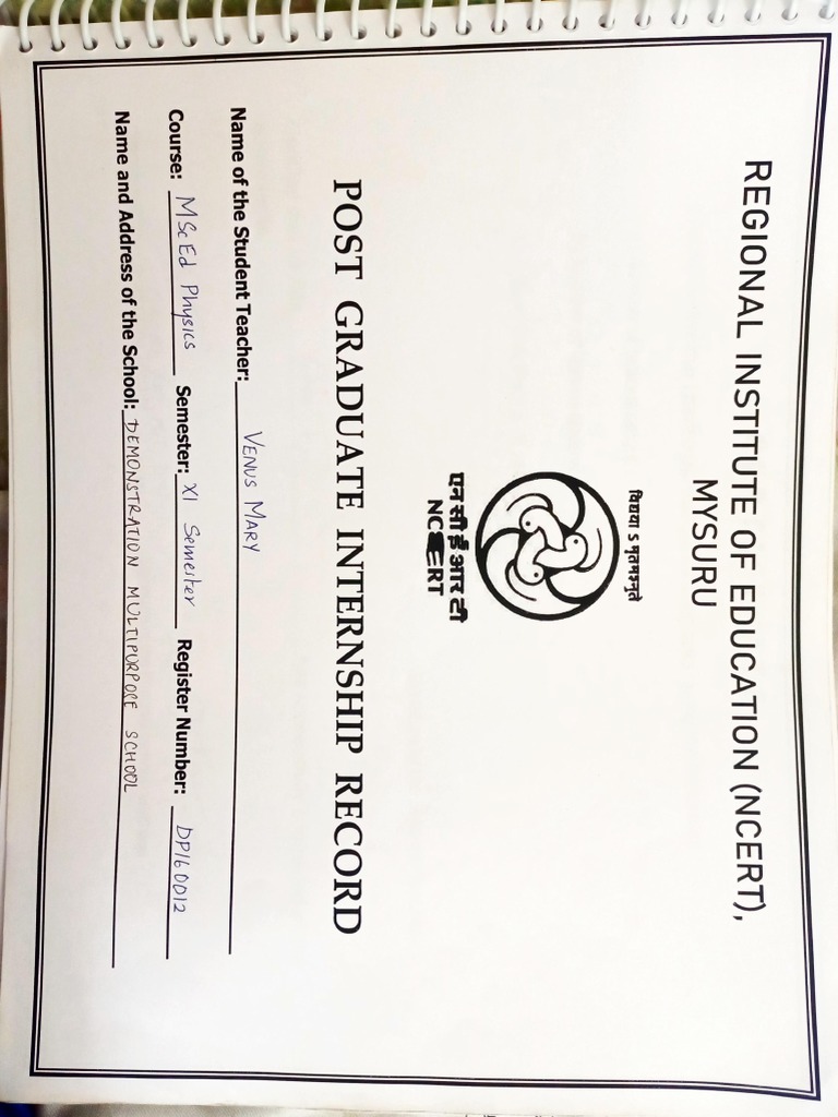 Internship Record Sample | PDF