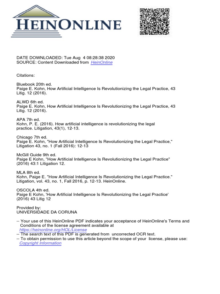 KOHN (2016) How Artificial Intelligence Is Revolutionizing The Legal ...