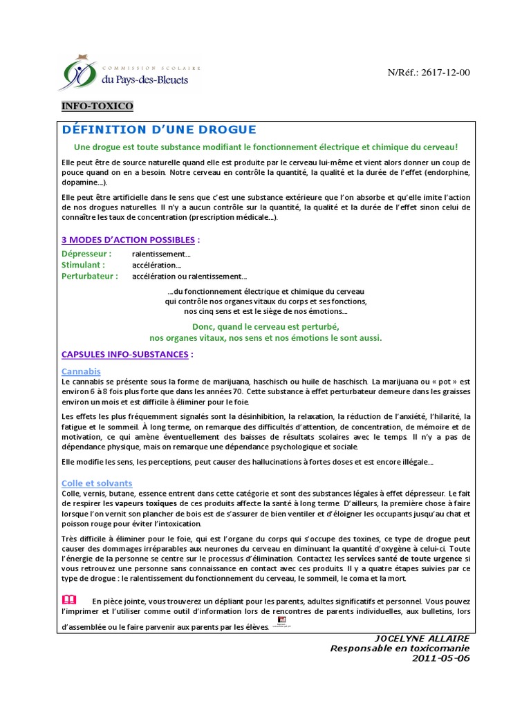 Définition et effets des drogues | PDF | Cannabis (Drogue) | Cerveau