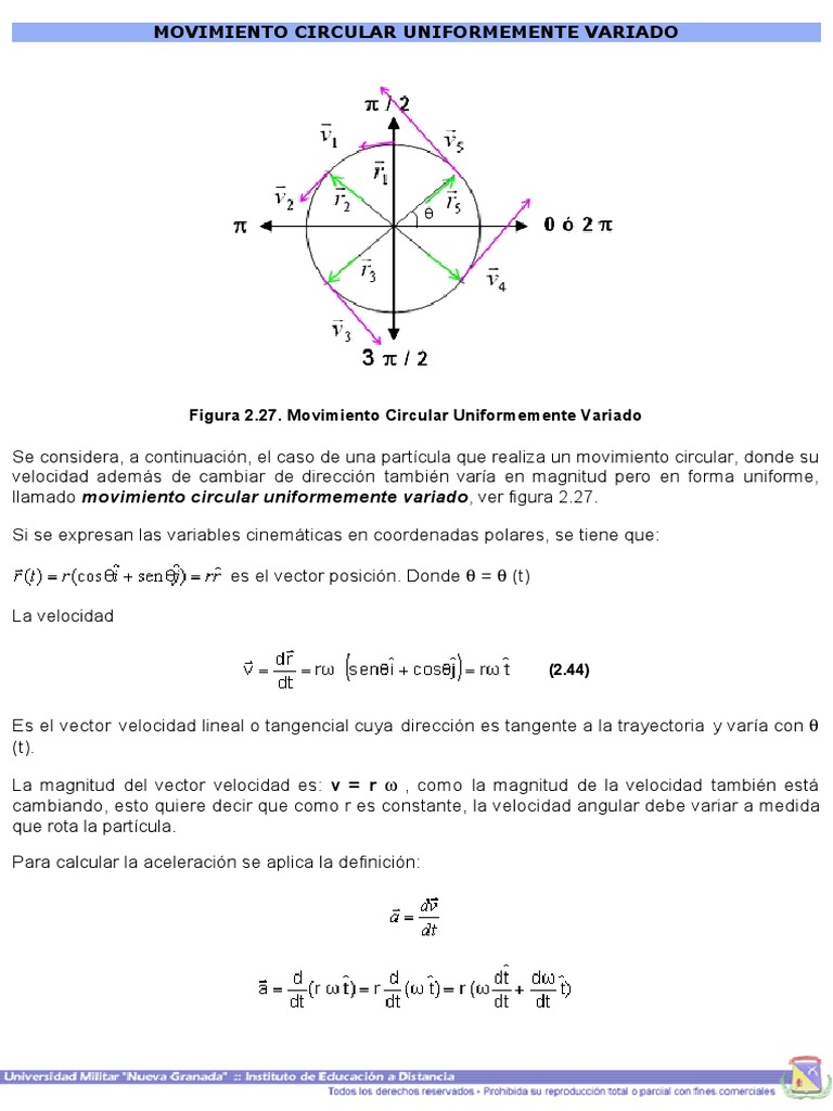 Movimiento Circular Uniformemente Variado | PDF
