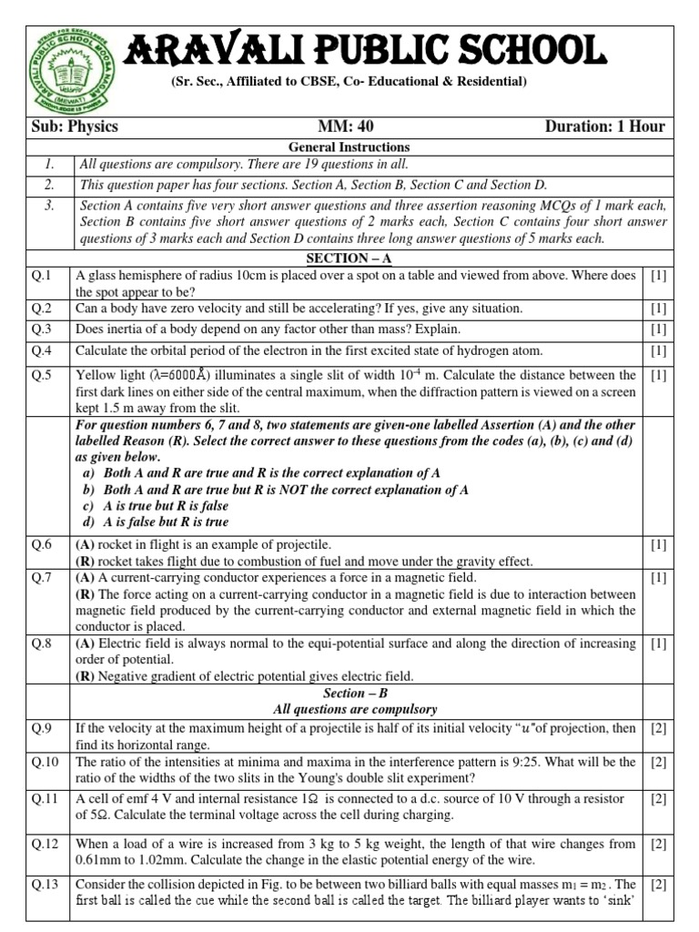 Teacher Test Paper Physics | PDF | Science & Mathematics | Technology ...