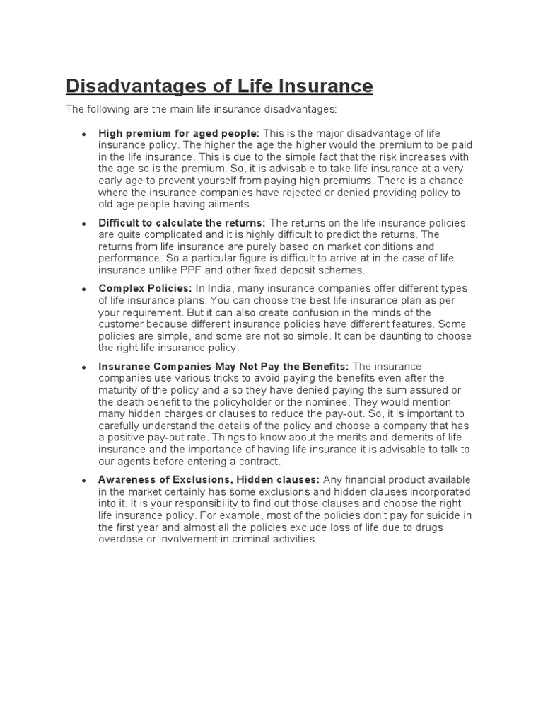 Disadvantages of Life Insurance | PDF | Life Insurance | Insurance