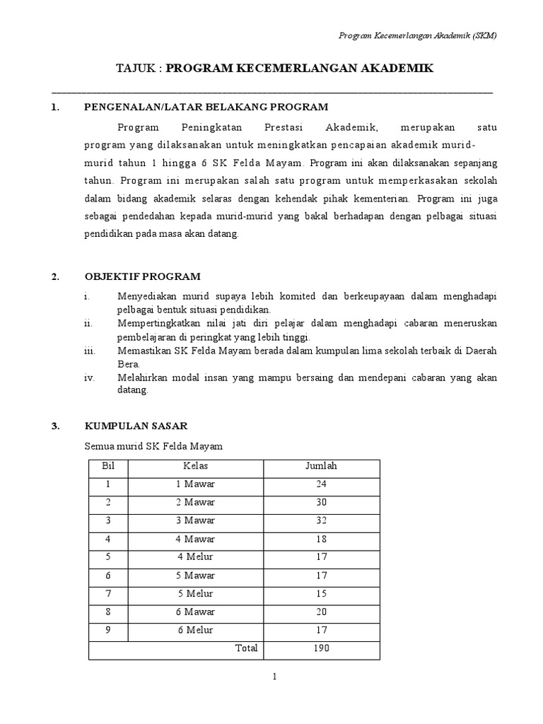 KK Program Kecemerlangan Akademik | PDF