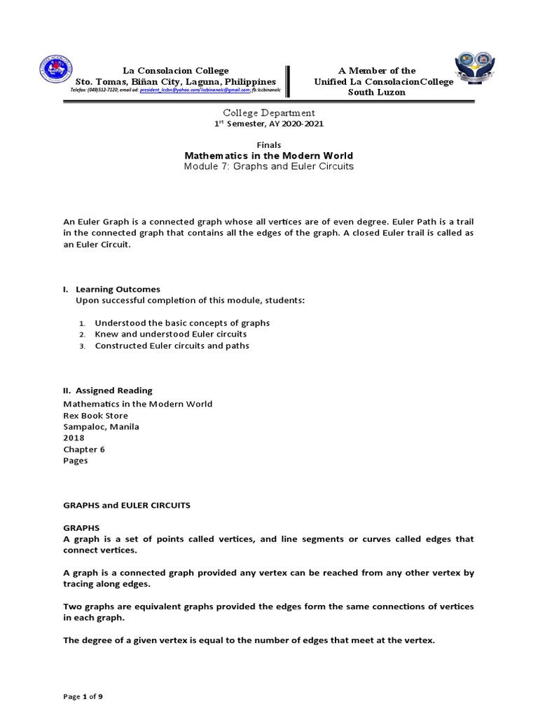 Euler Circuits and Paths Module | PDF