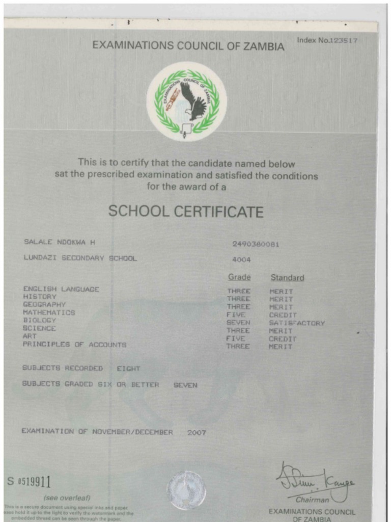 Grade Twelve Certificate | PDF
