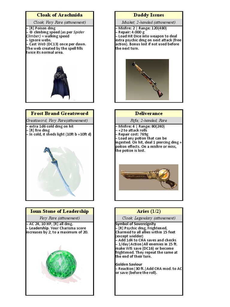 An Arsenal of Arms: A Collection of Magical Weapons and Armor | PDF