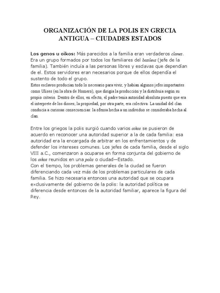 Organización de La Polis en Grecia Antigua | PDF | Esparta | Antigua Grecia
