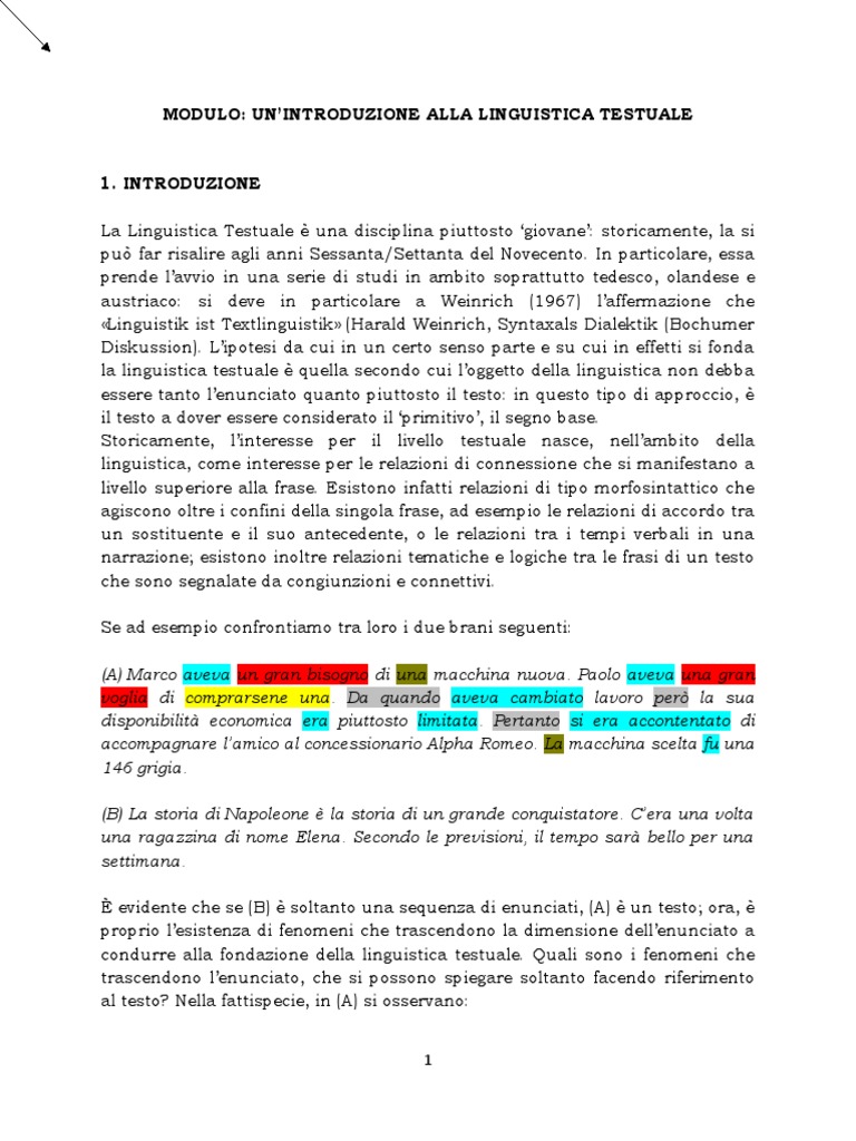 Modulo Linguistica Del Testo | PDF