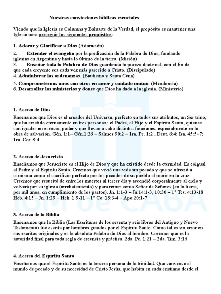 Declaracion de Fe IBM CABA | PDF | Salvación | Iglesia Católica