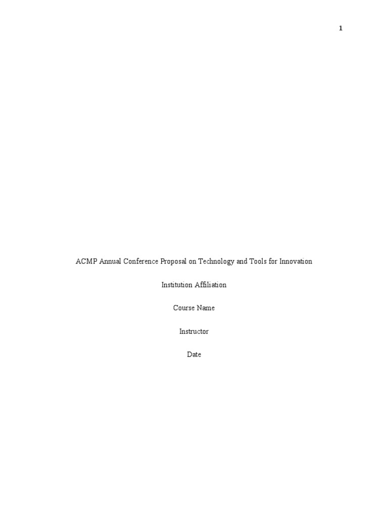 ACMP Annual Conference Proposal On Technology and Tools For Innovation ...