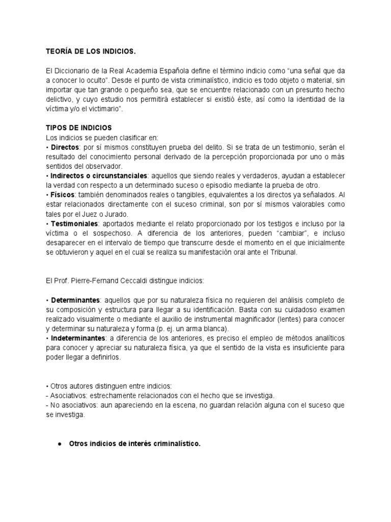 Teoría de Los Indicios | PDF
