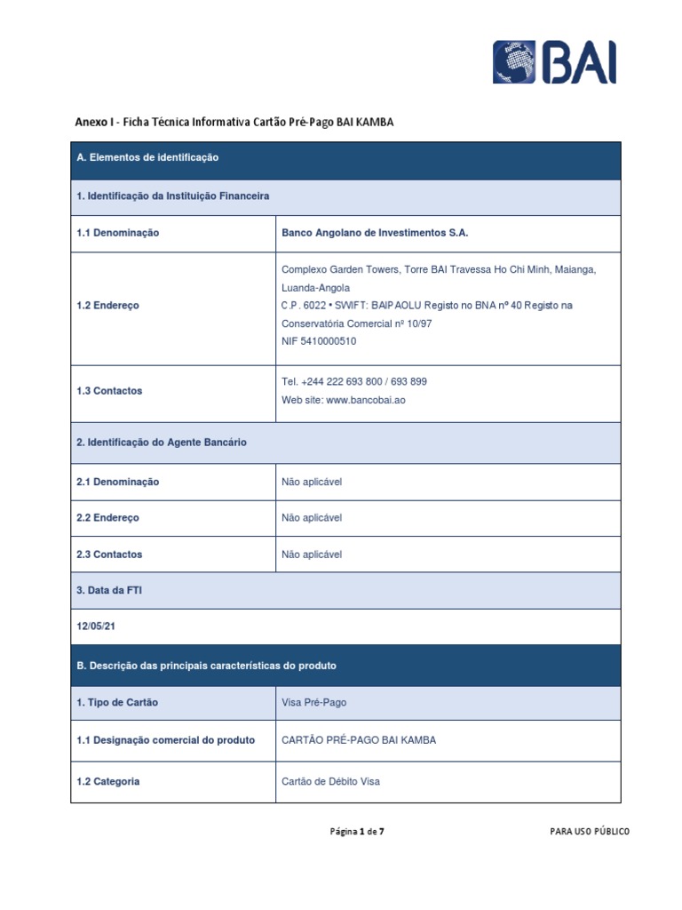 fICHA TÉCNICA BAI KAMBA | PDF
