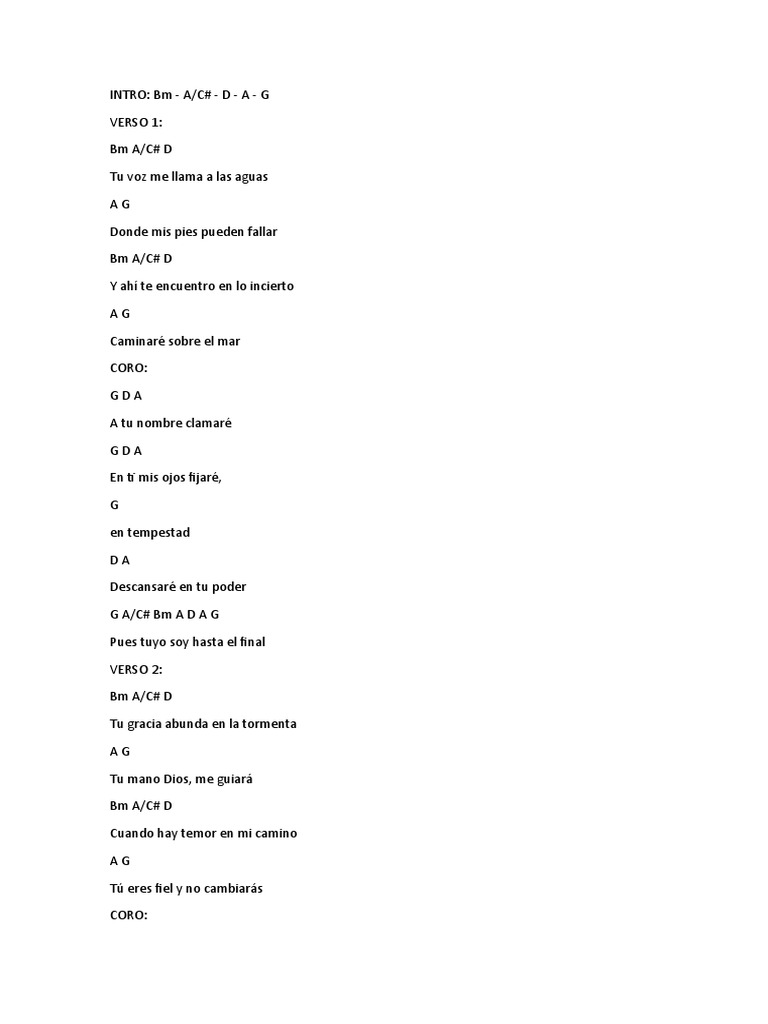 Oceanos (Tu Voz Me Llama A Las Aguas | PDF