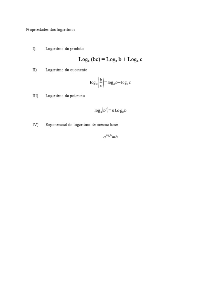 Propriedades Dos Logaritmos | PDF