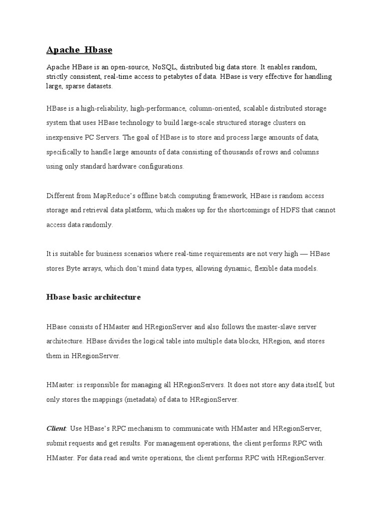 Apache Hbase | PDF | Apache Hadoop | Computer Engineering