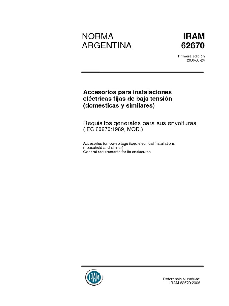 Iram 62670 | PDF | Tornillo | Resistor