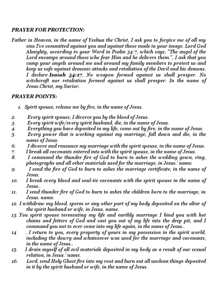 Prayer For Protection | PDF | Religion & Spirituality