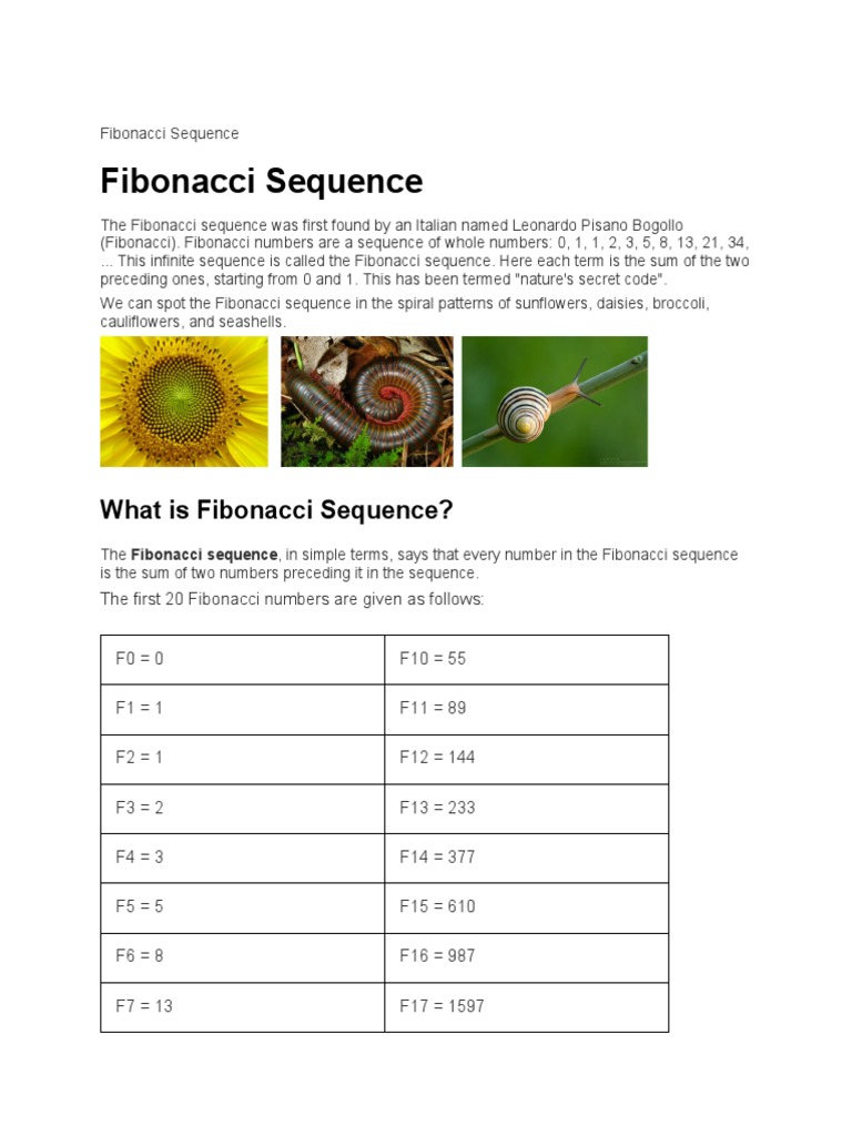 Fibonacci Sequence | PDF