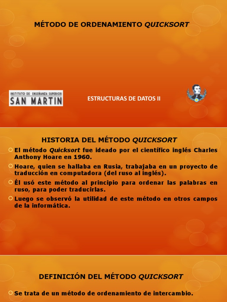 Método de Ordenamiento Quicksort 2022 | PDF | Algoritmos | Estructura de datos de matriz