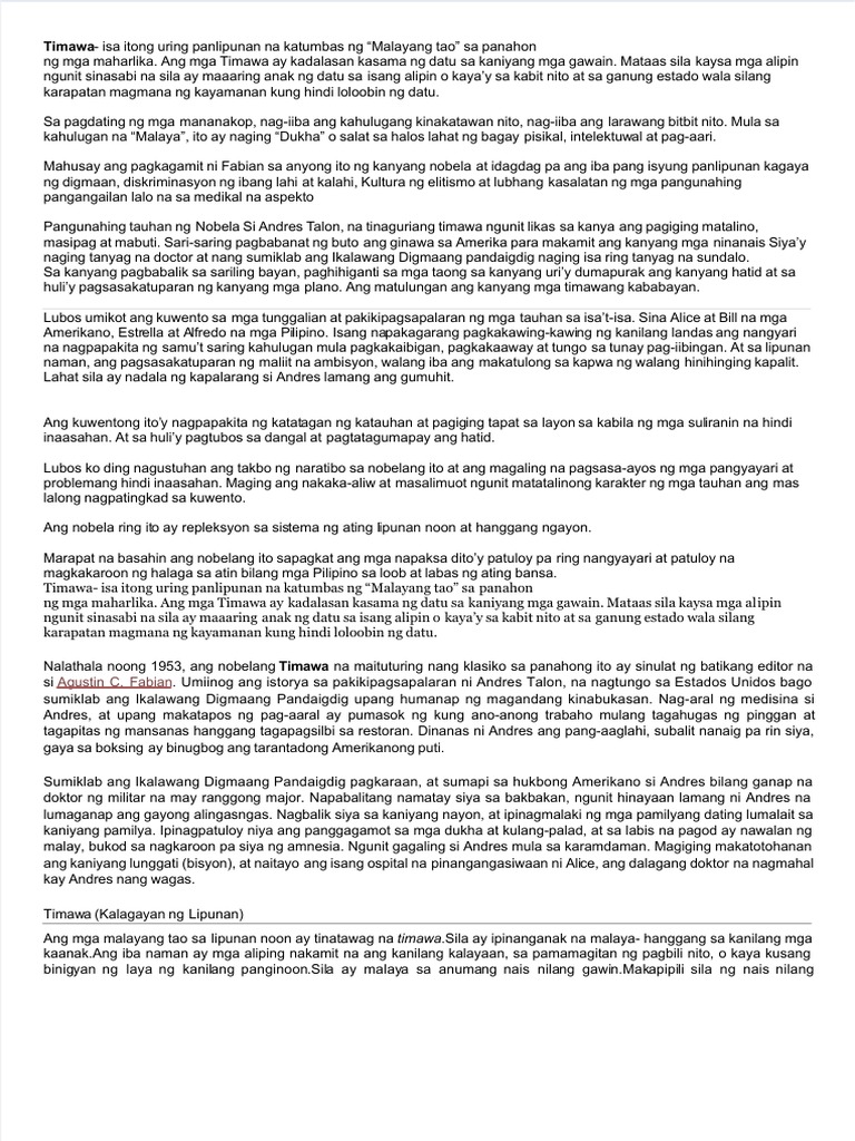 Pdfslide - Tips Timawa Kahulugan | PDF