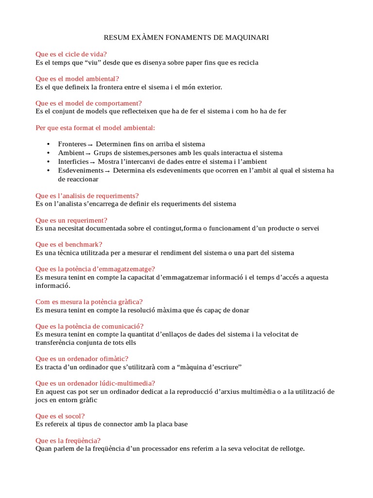 Resum Examen Fonaments | PDF