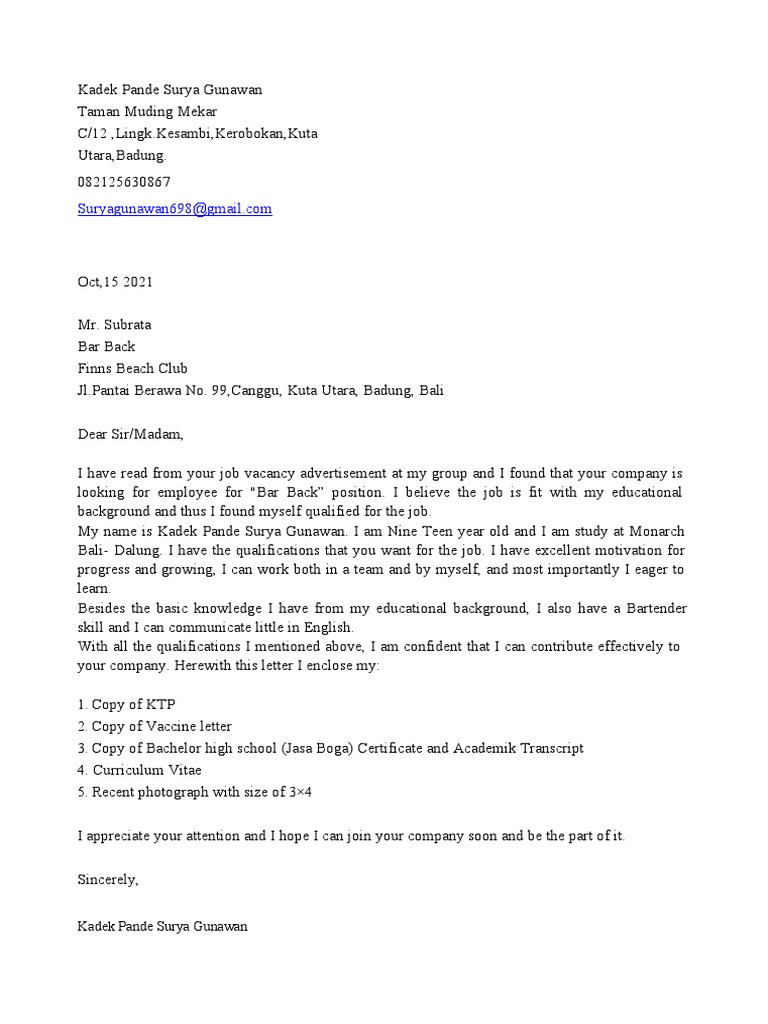 Apllication Latter Pande Surya | PDF