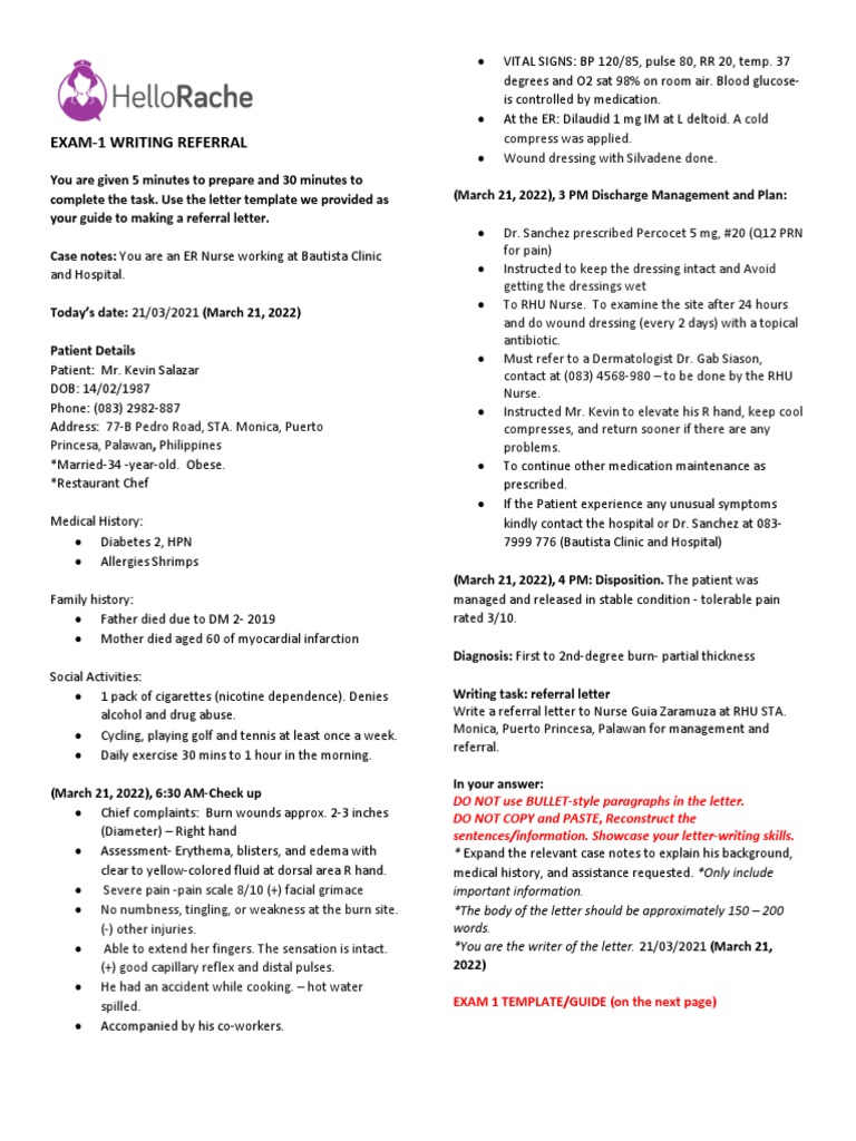 Exam 1 Letter Writing | PDF | Burn | Clinical Medicine