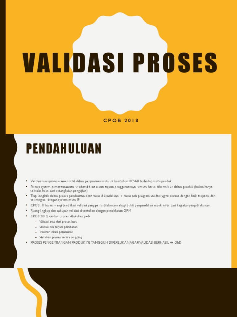 Validasi Proses CPOB 2018 | PDF | Bisnis | Sains & Matematika