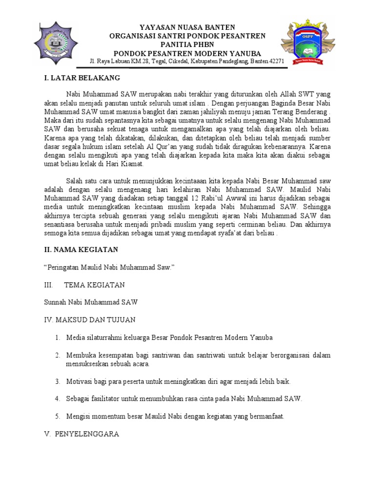 Proposal Phbi Maulid Nabi Saw 1444 H | PDF