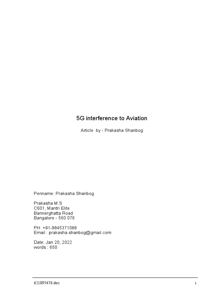 5G Interference To Aviation | PDF | Altimeter | Electromagnetic ...