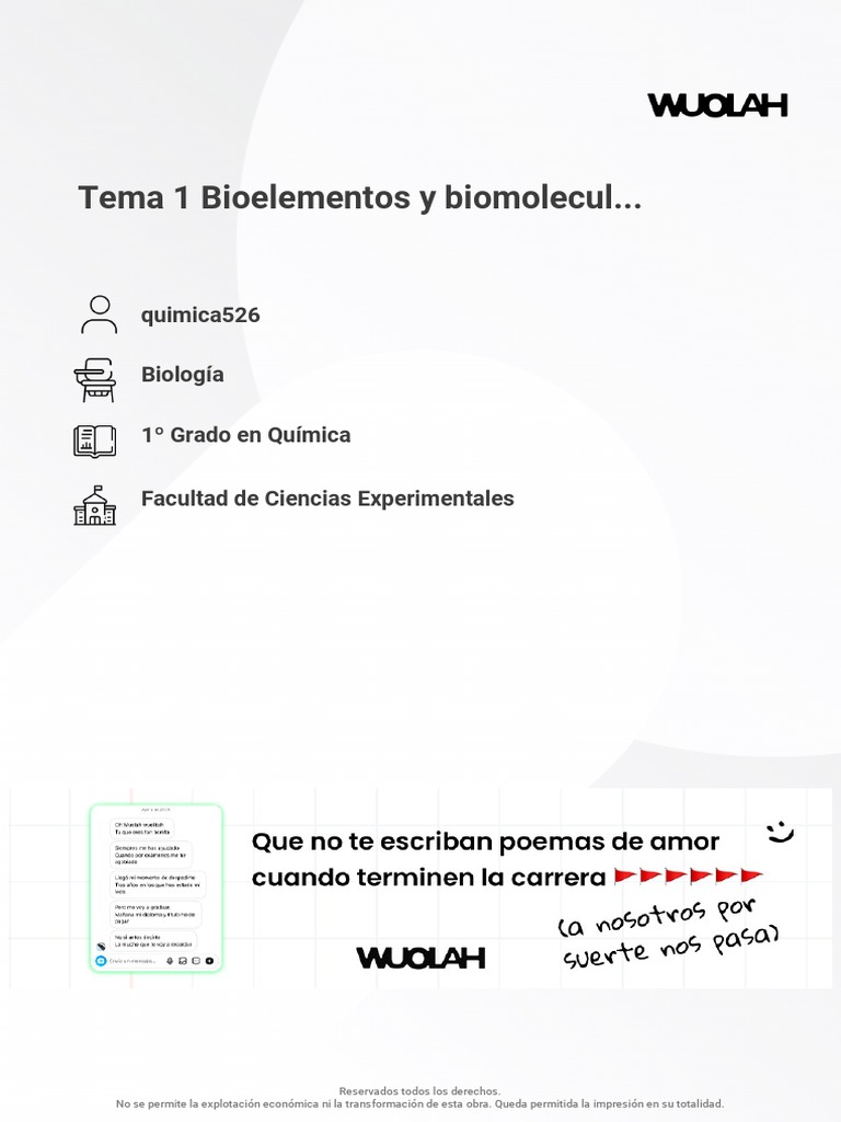 Tema 1 Bioelementos y Biomoleculas Organicas | PDF