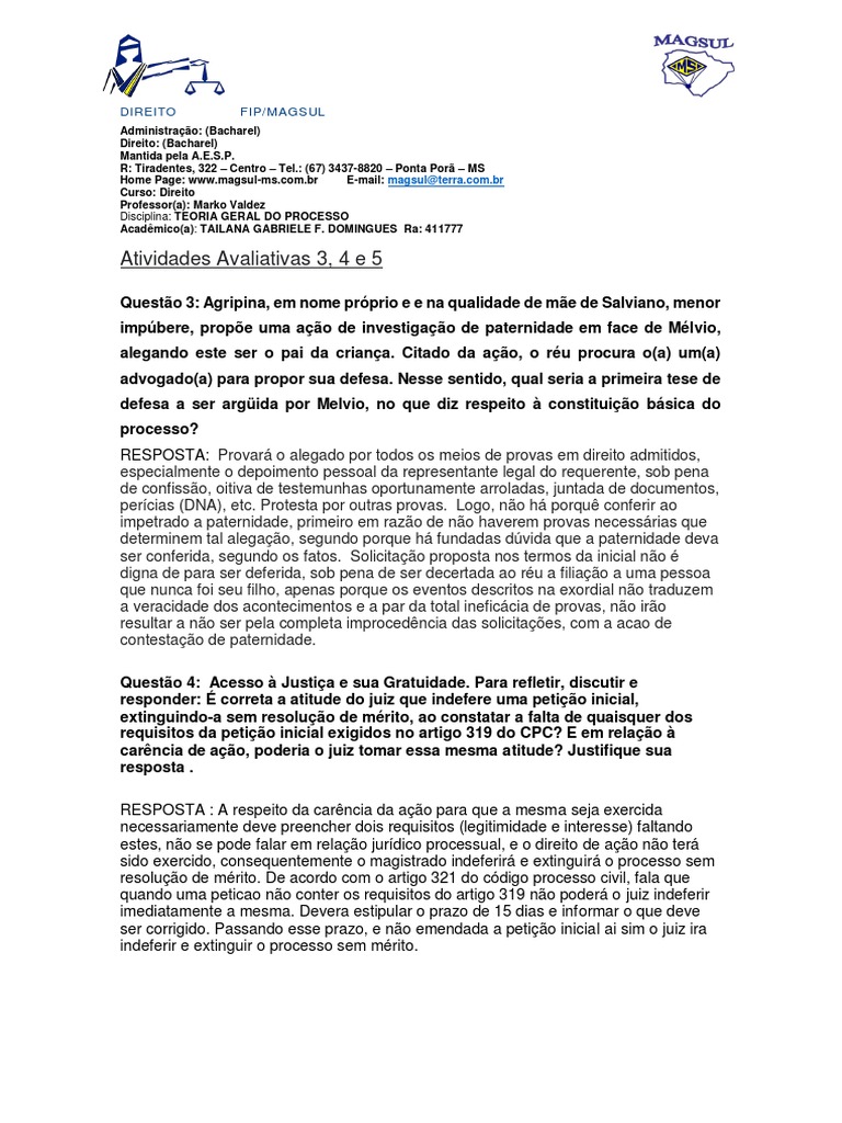 Trabalho TGP Atividades | PDF