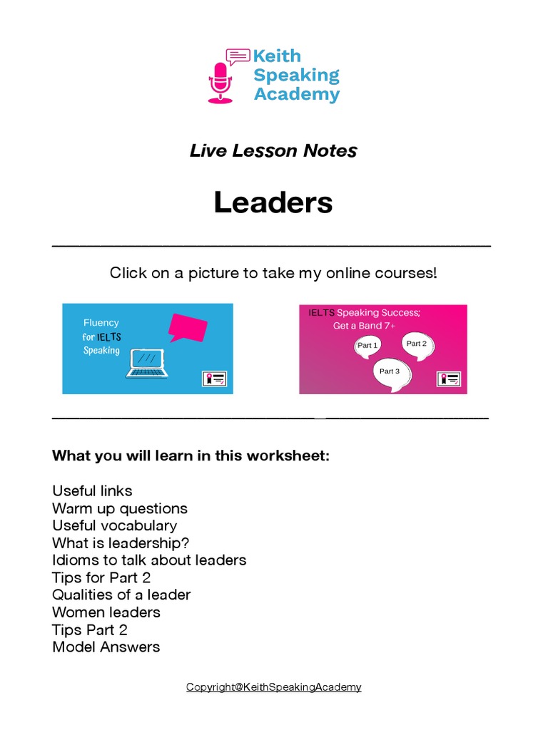 Leaders - Lesson Notes | Download Free PDF | Leadership | Cognition