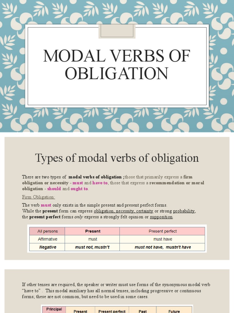 Modal Verbs of Obligation | PDF