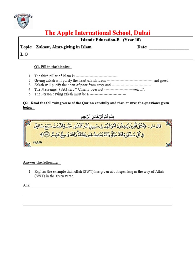 Yr 10 Zakaat Worksheet | PDF | Abrahamic Religions | Sharia