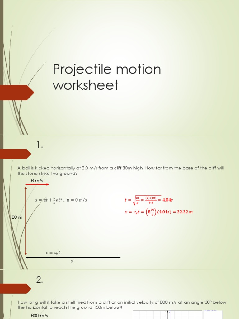 Projectile Motion Worksheet Answers | PDF
