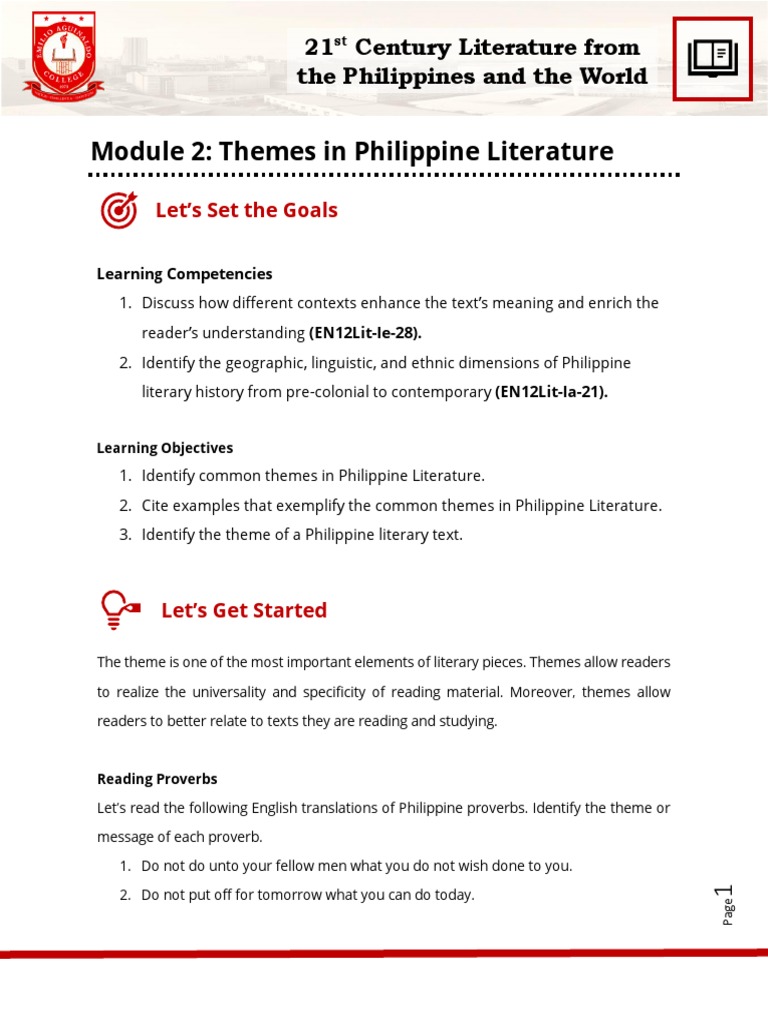 Module 2. Lit. Themes in Philippine Literature | PDF | Gender | Gender ...