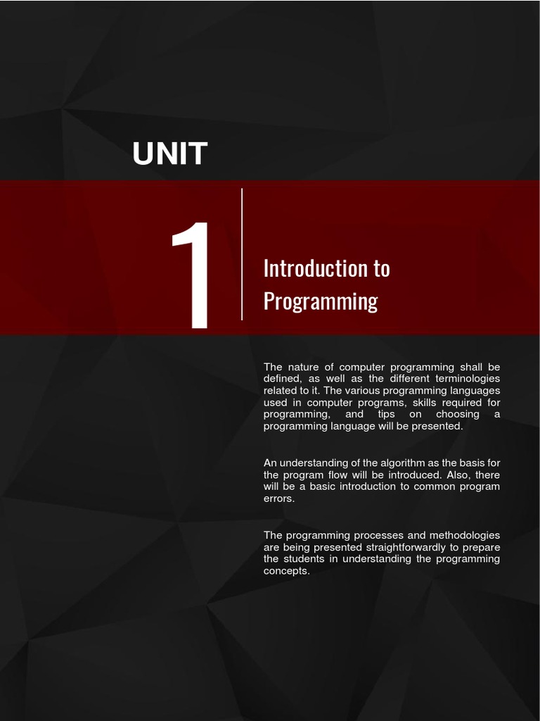 Module Unit 1 Intro To Programming Pdf Programming Computer Program 