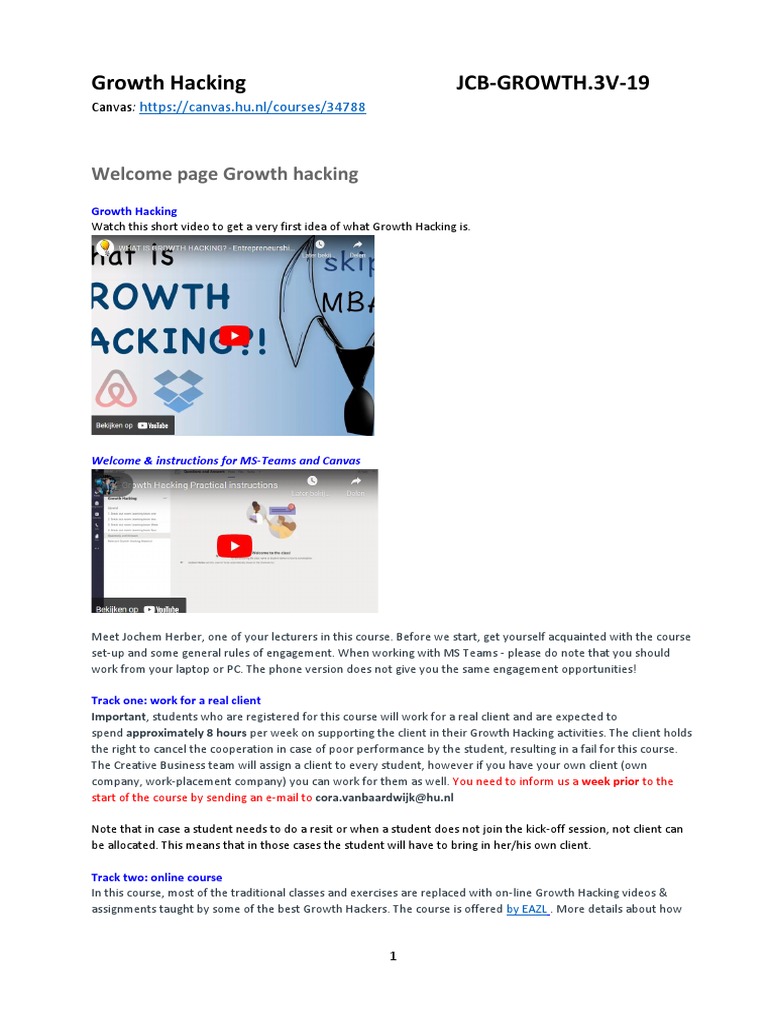 Growth Hacking 22-23 Course Manual | PDF | Educational Technology ...