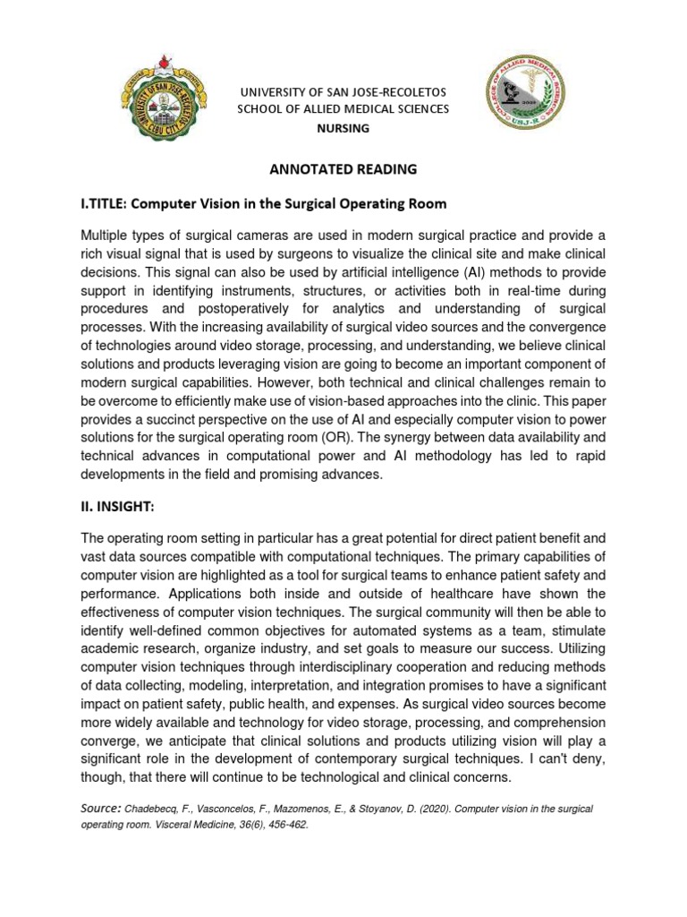 Annotated Reading | PDF | Computer Vision | Surgery