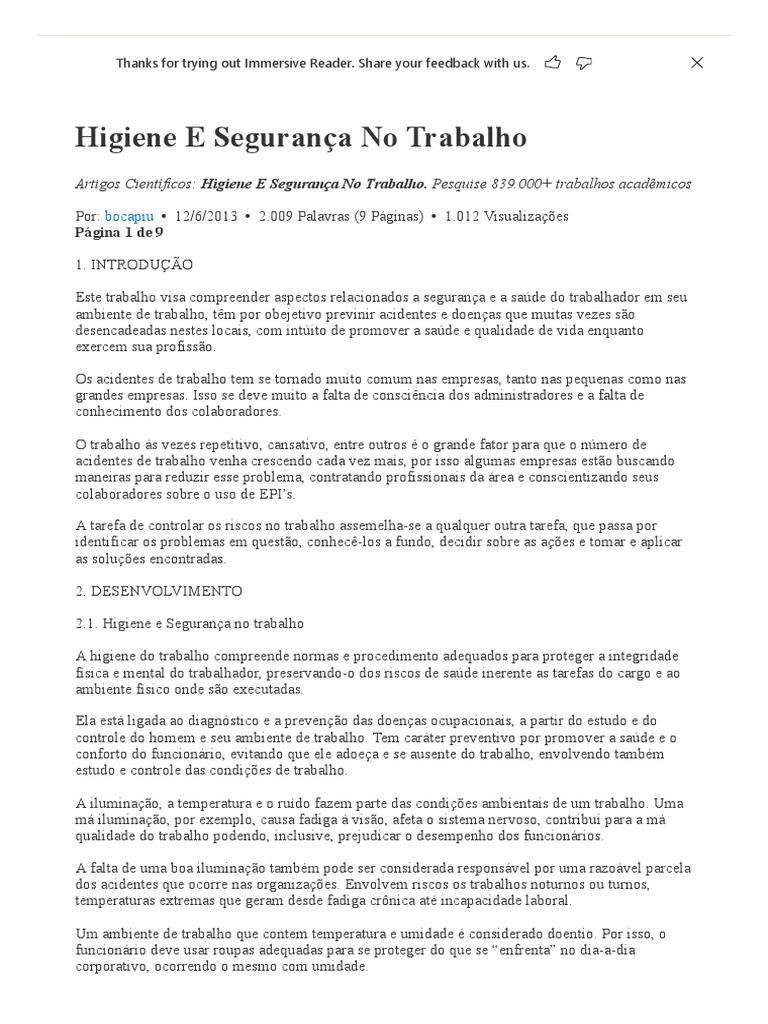 Higiene e Segurança no Trabalho: Guia Prático | PDF | Segurança e saúde ...