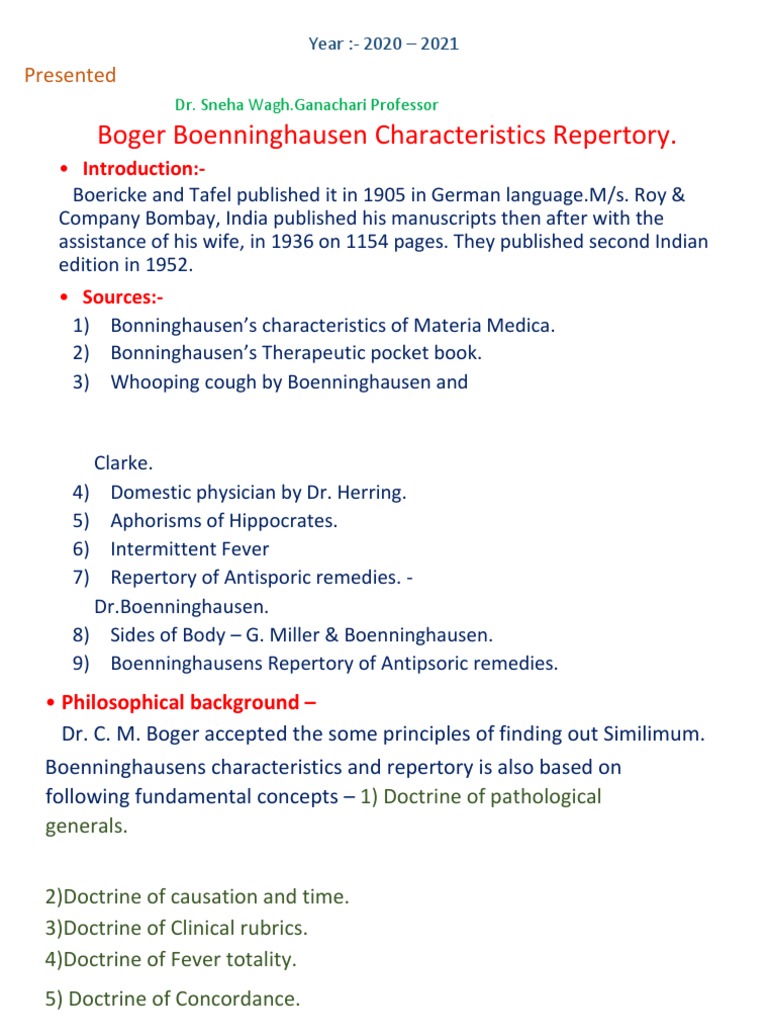 Boenninghausen's Repertory Overview | PDF | Clinical Medicine | Medicine