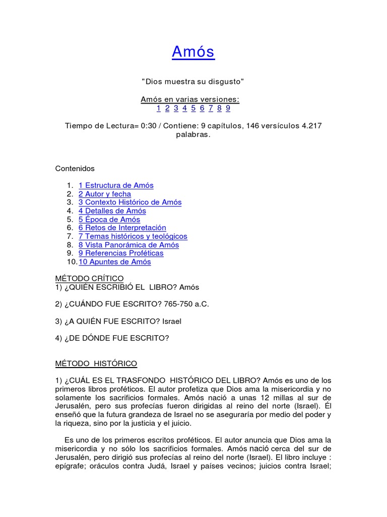 Análisis del Libro de Amós | PDF | Biblia | Profecía
