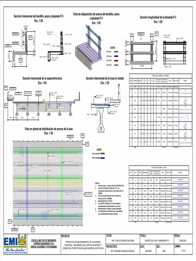 Plano DISEÑO DE LOSA Y BARANDA P-3 | PDF | Elementos arquitectónicos ...